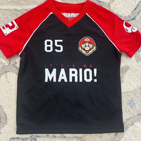 Nintendo | Shirts & Tops | Nintendo Kids Mario Jersey Red And Black ...